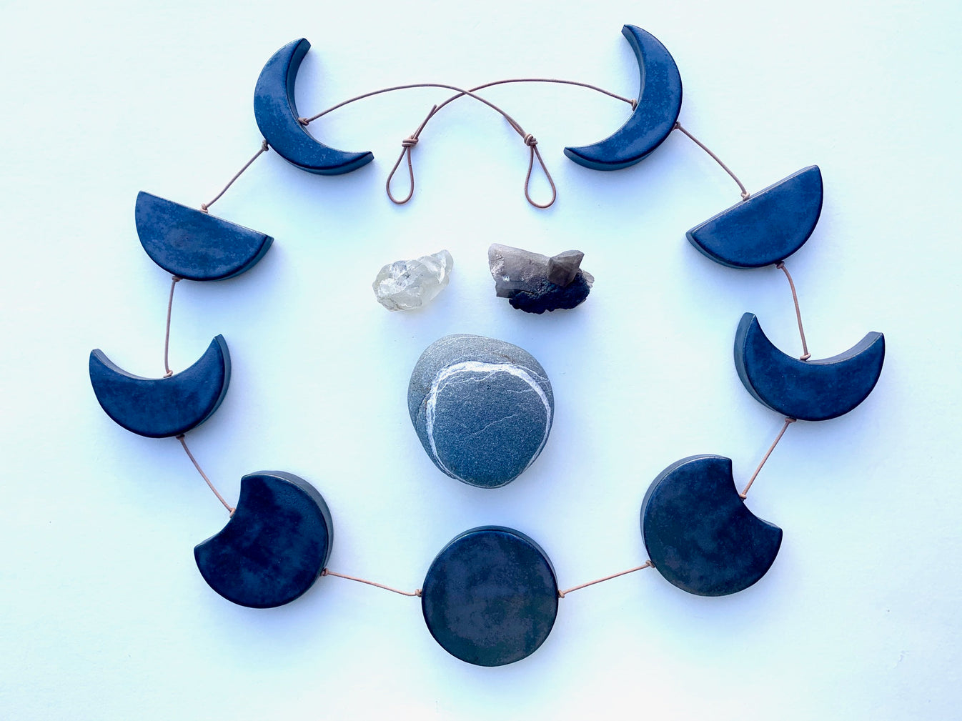 horizontal, ceramic 'black magic' moon wall hanging – jenifer lake